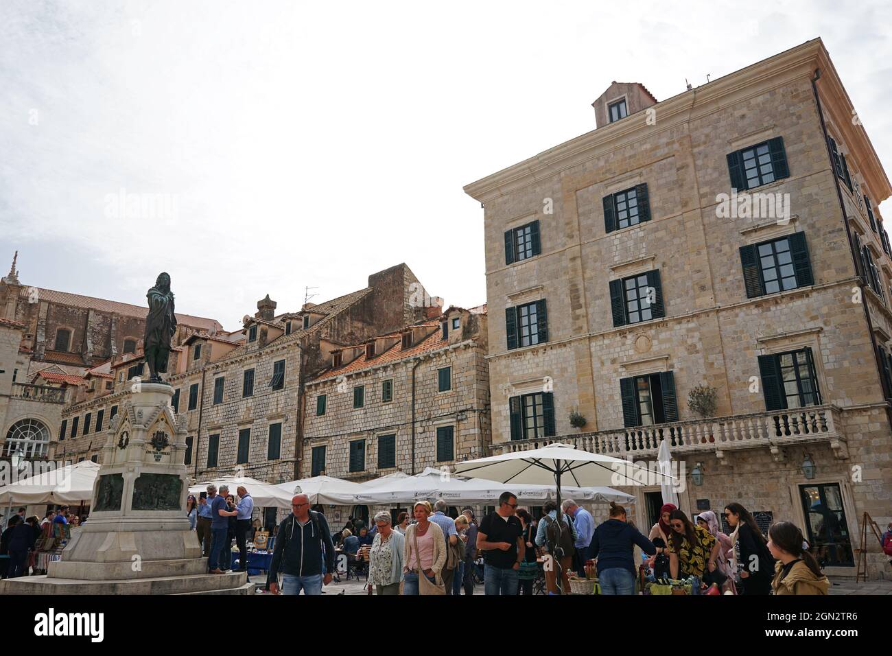 Exterior architecture design of Dubrovnik coastal old town city walls ...