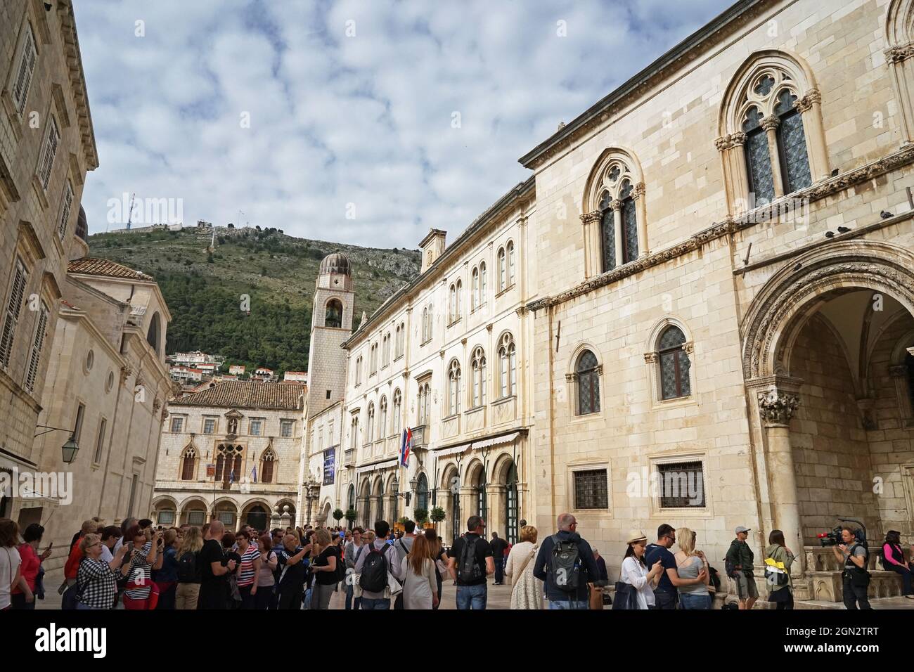 Exterior architecture design of Dubrovnik coastal old town city walls ...