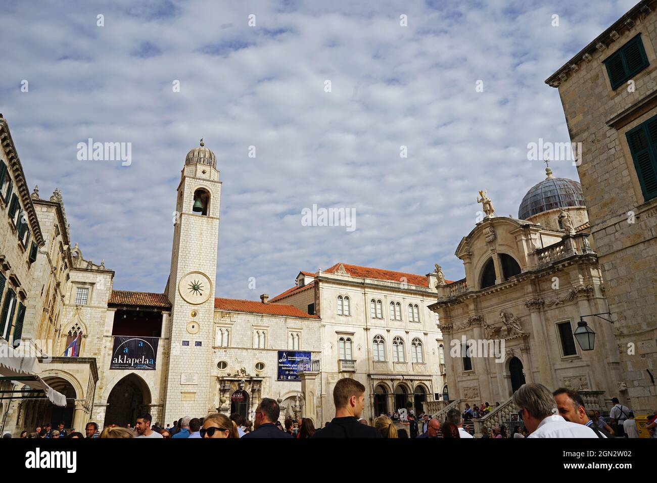 Exterior architecture design of Dubrovnik coastal old town city walls ...