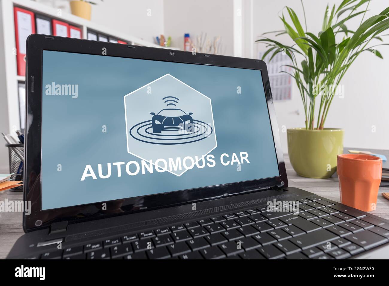 Laptop screen with autonomous car concept Stock Photo - Alamy