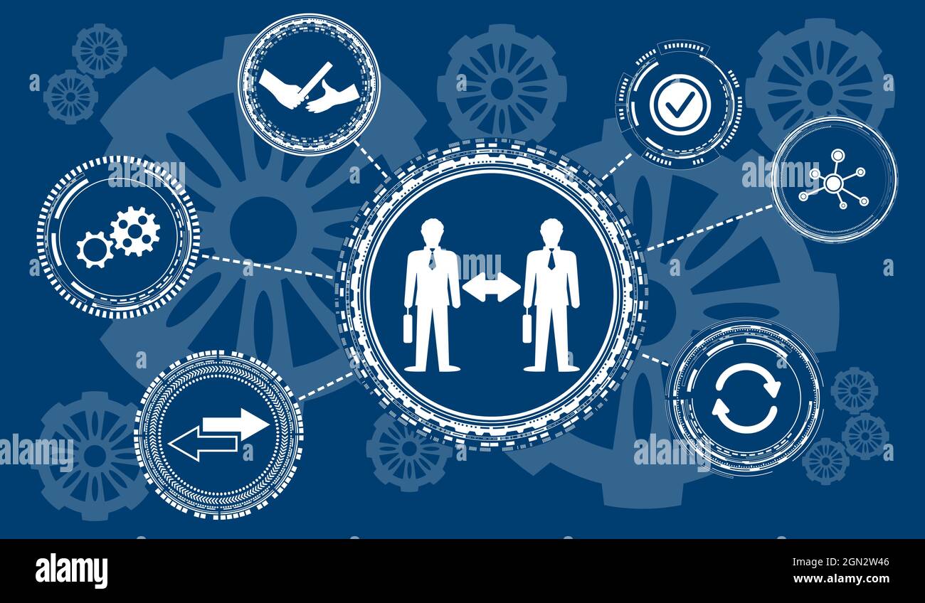 Concept of business transition with connected icons Stock Photo - Alamy