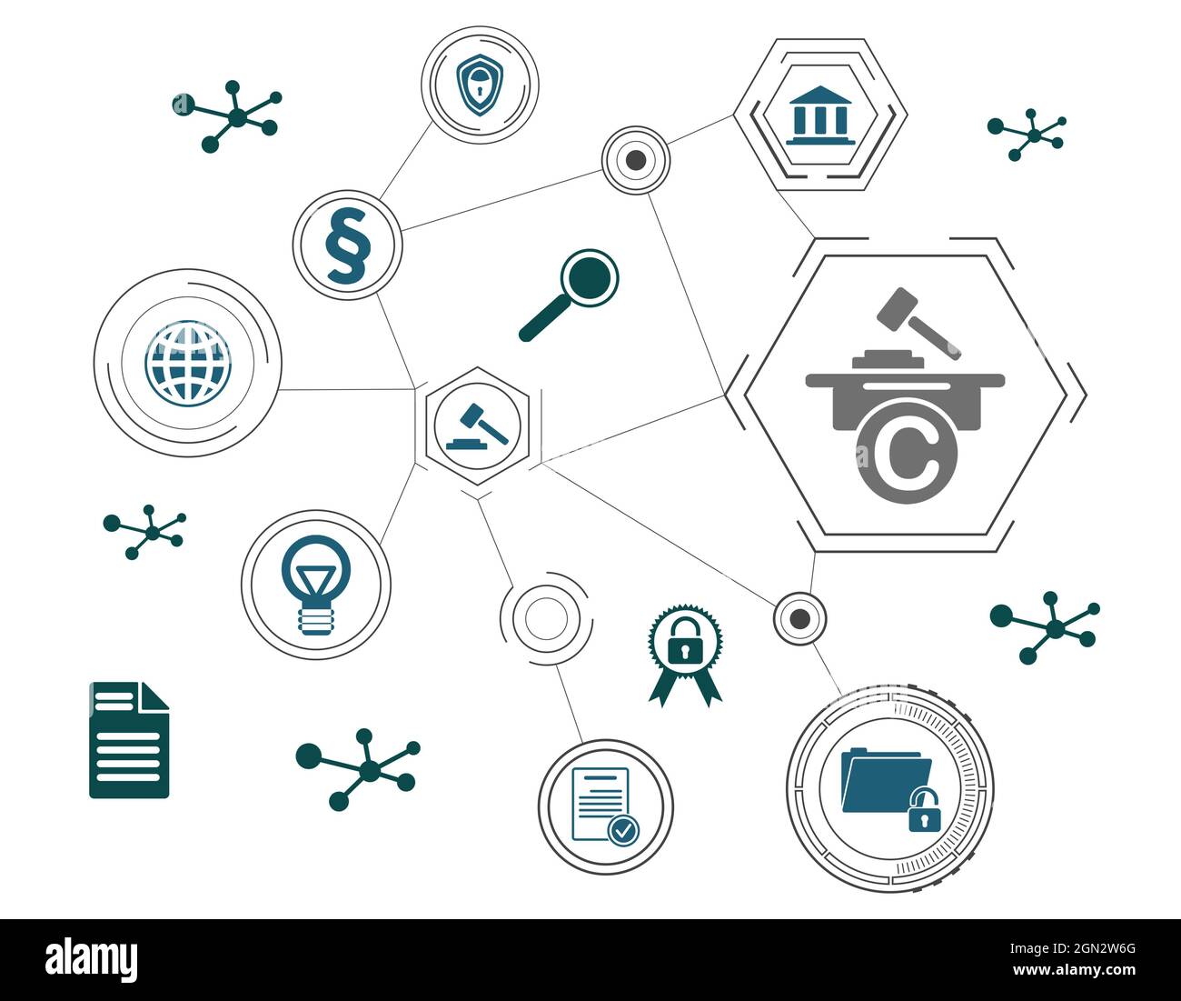 Concept of copyright with connected icons Stock Photo - Alamy