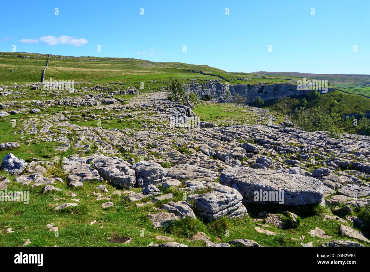Malham cove limestone pavement in the North Yorkshire Dales National ...