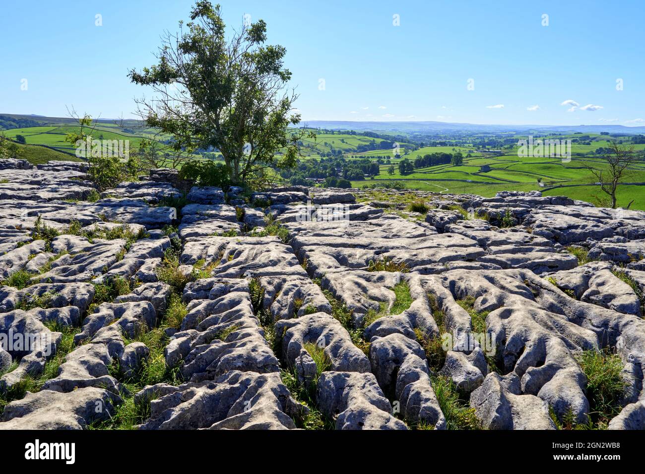 Malham cove limestone pavement in the North Yorkshire Dales National ...