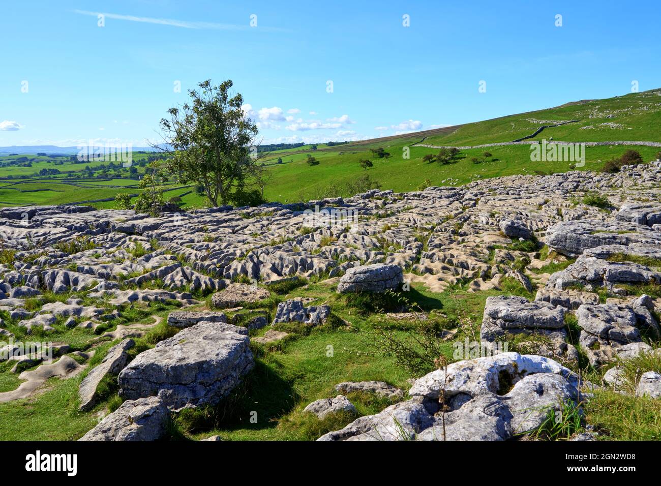 Malham cove limestone pavement in the North Yorkshire Dales National ...
