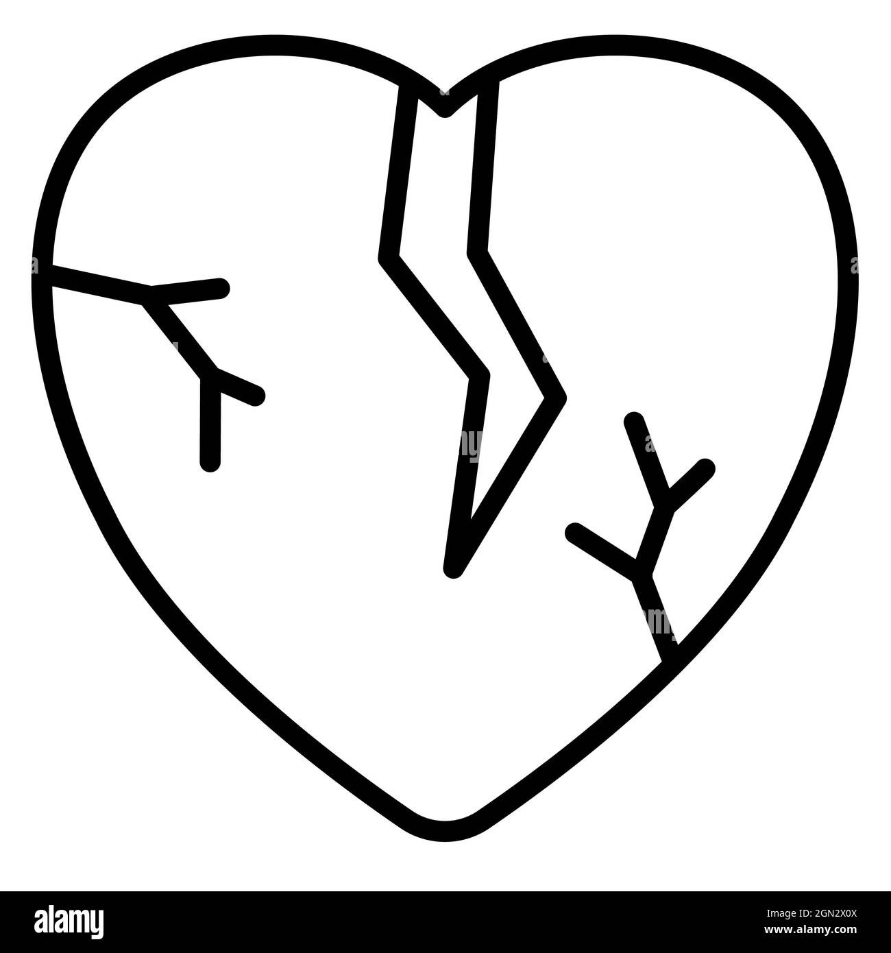 broken heart or break relationship single isolated icon with outline ...