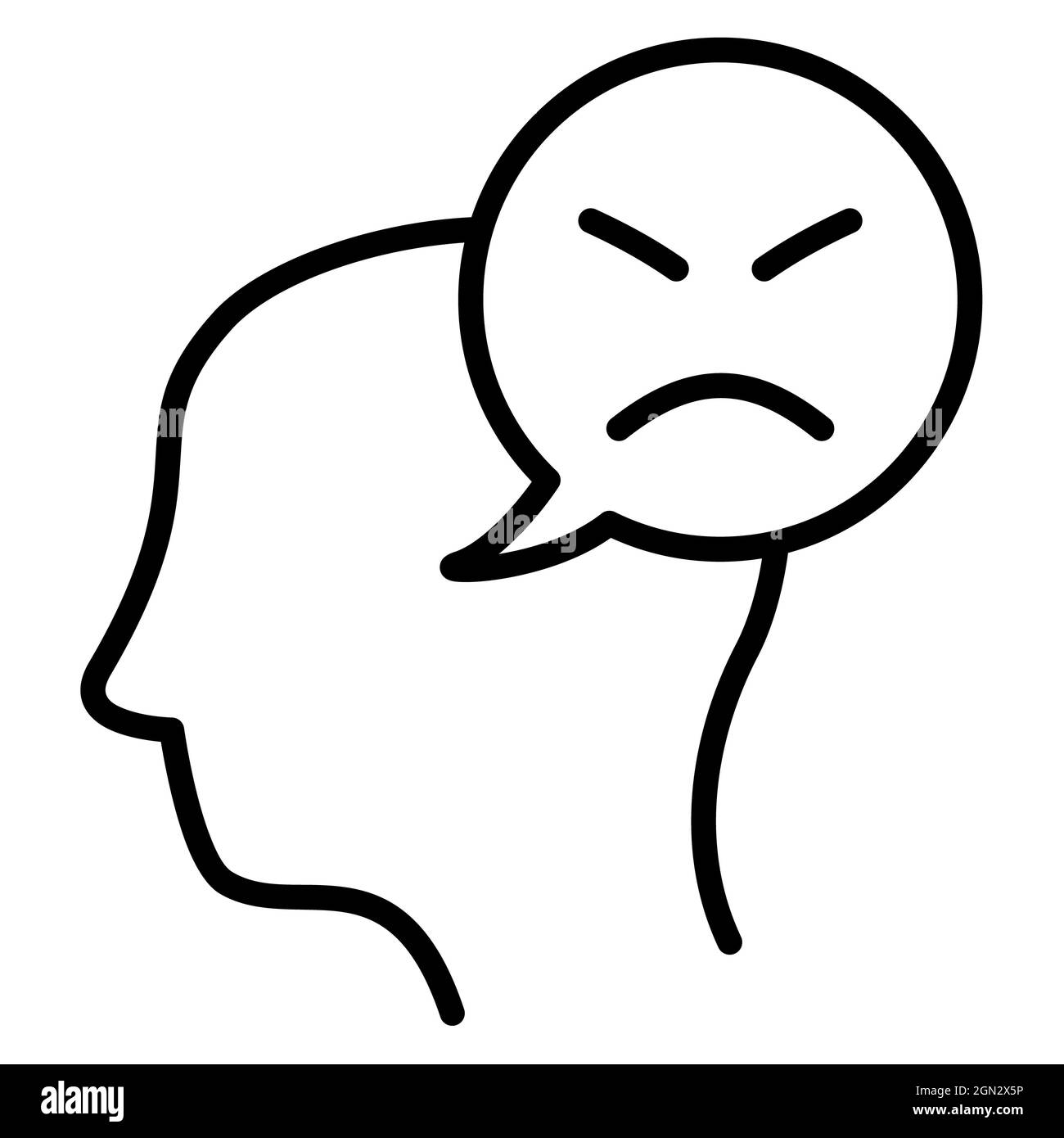 anger or angry mad emotion single isolated icon with outline style ...