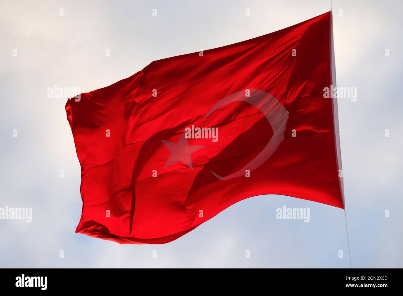 Turkish flag waving in the sky Stock Photo - Alamy