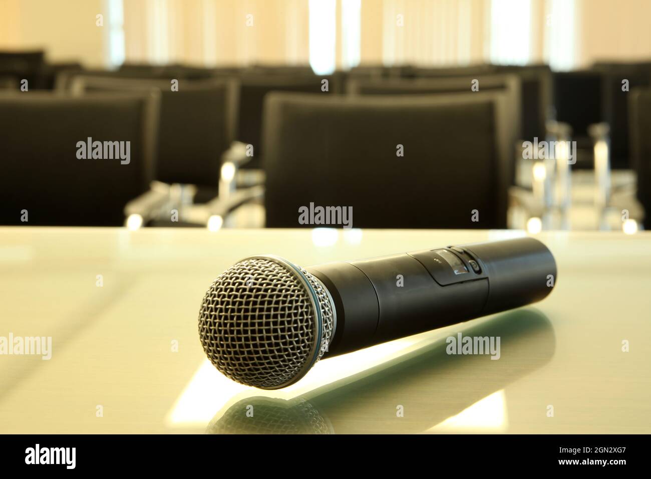 Professional microphone in meeting room. Empty meeting room Stock Photo ...