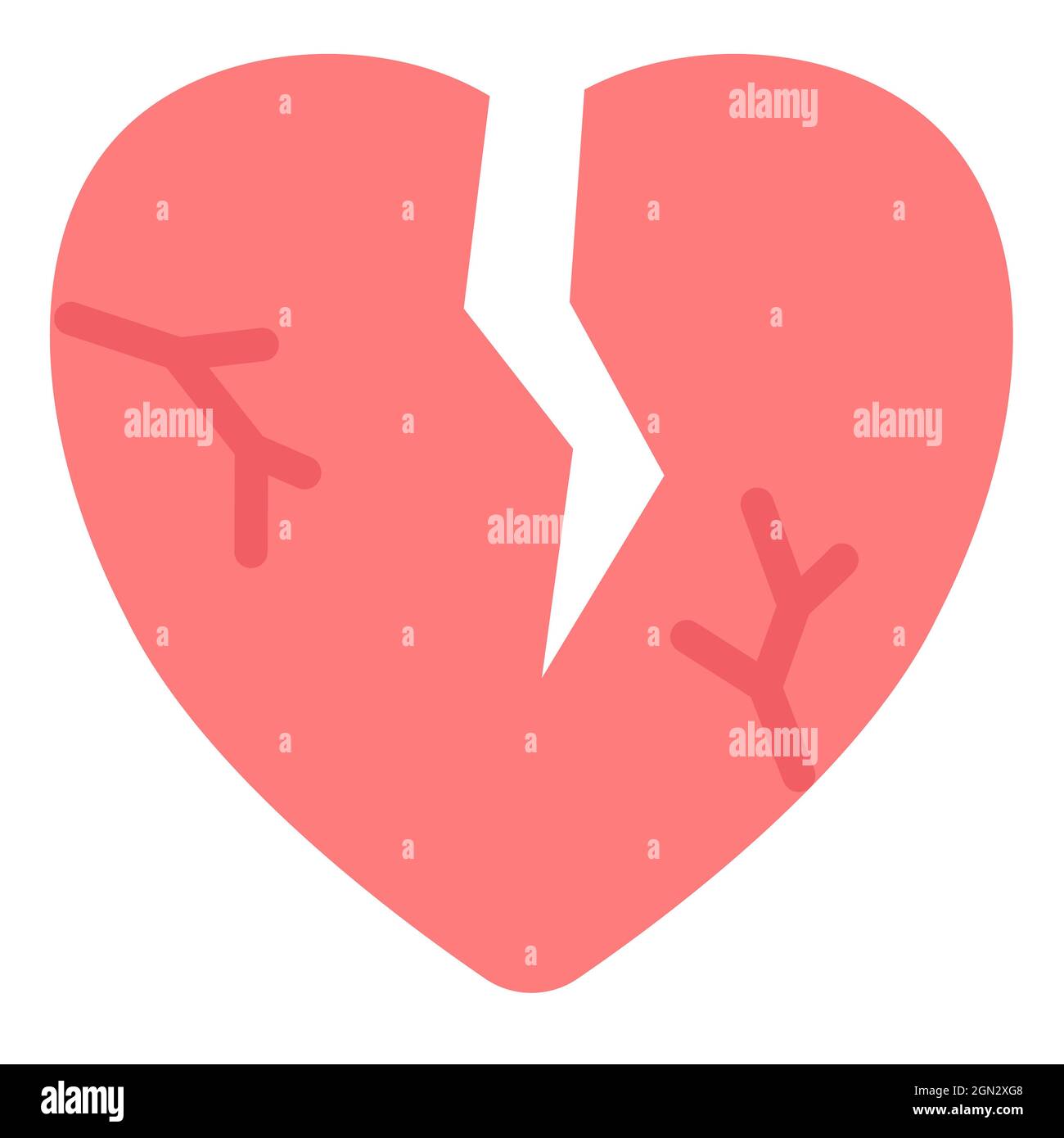 broken heart or break relationship single isolated icon with flat style ...