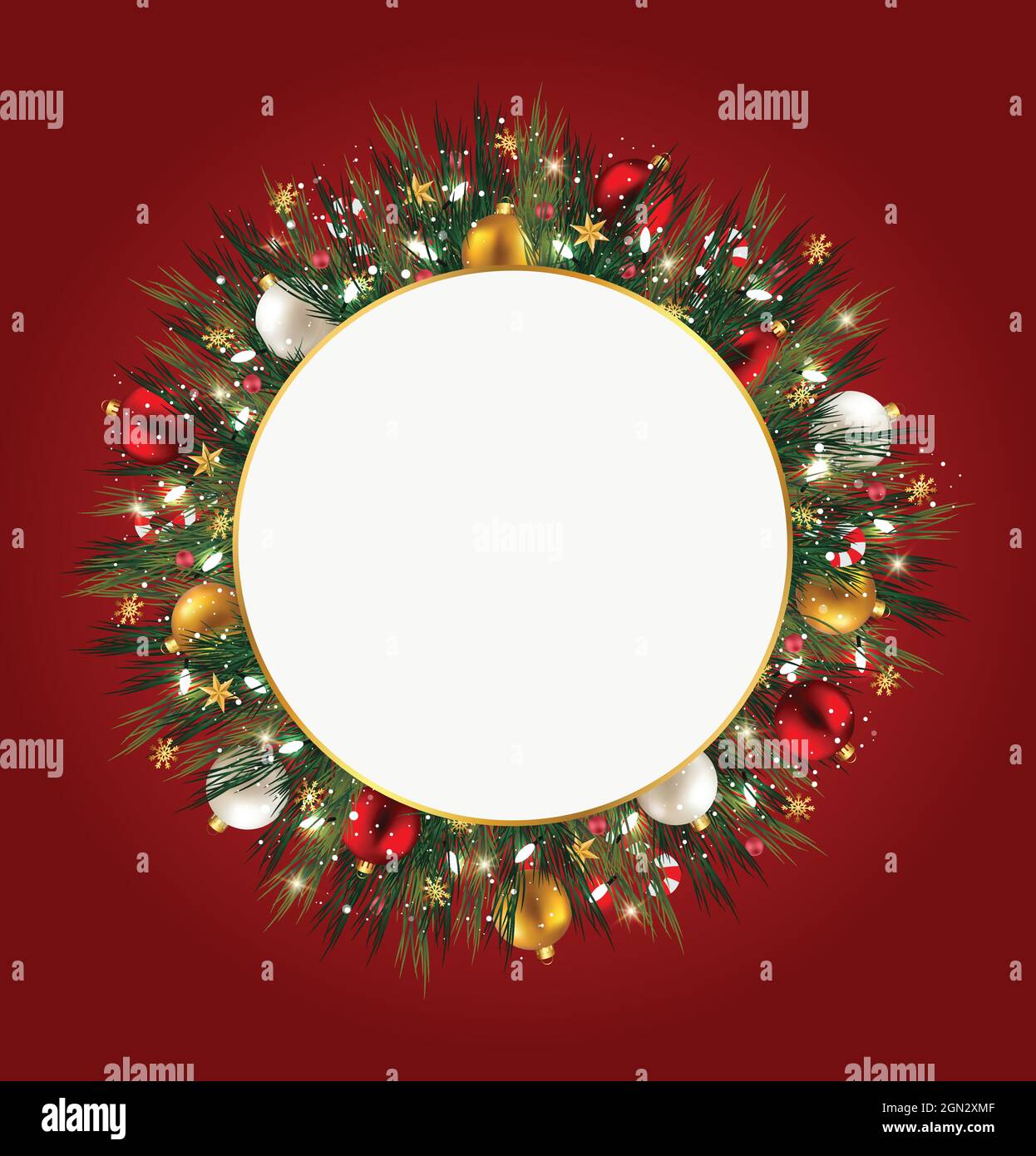 Beautiful Christmas vector illustration. Red background. . Christmas ...