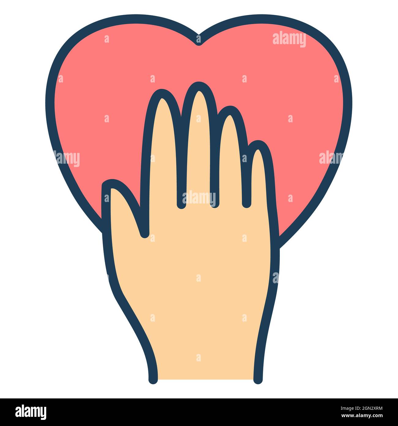 honesty heart hand solidarity single isolated icon with filled line ...