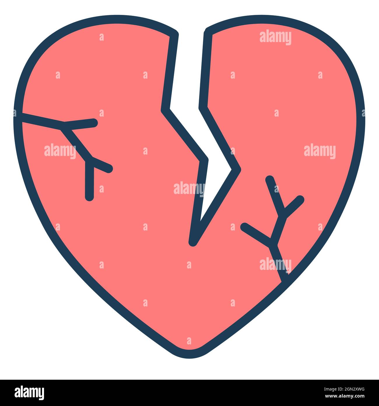 broken heart or break relationship single isolated icon with filled ...
