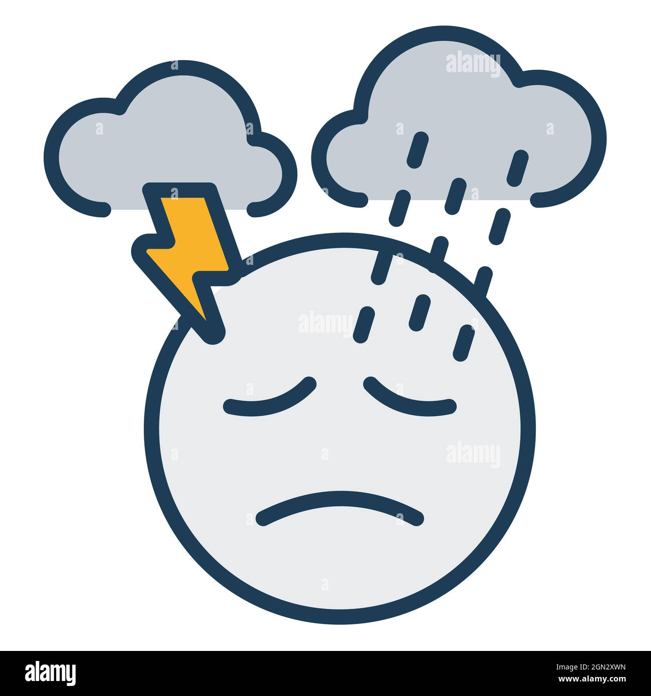 anxiety worry overwhelmed single isolated icon with filled line style ...