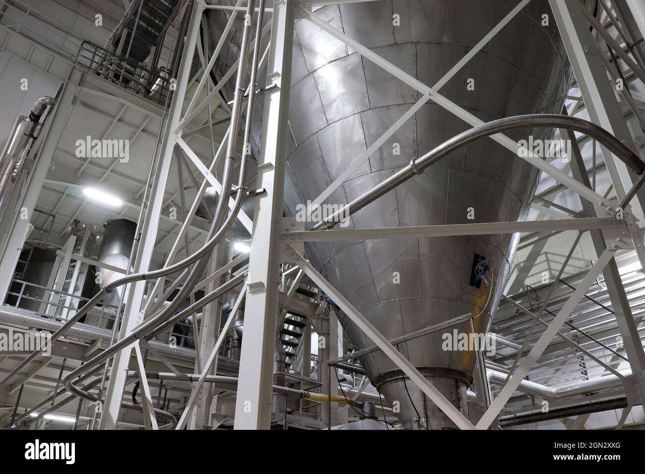 Inside the dairy factory. Food processing plant Stock Photo - Alamy