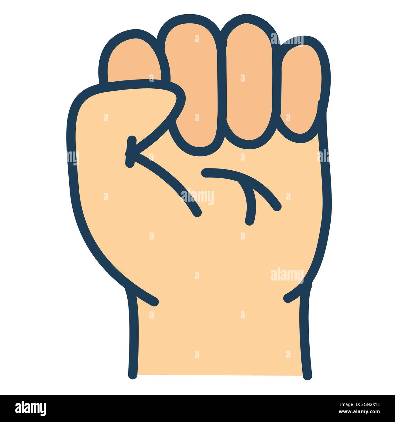 willpower with fist empowerment single isolated icon with filled line ...