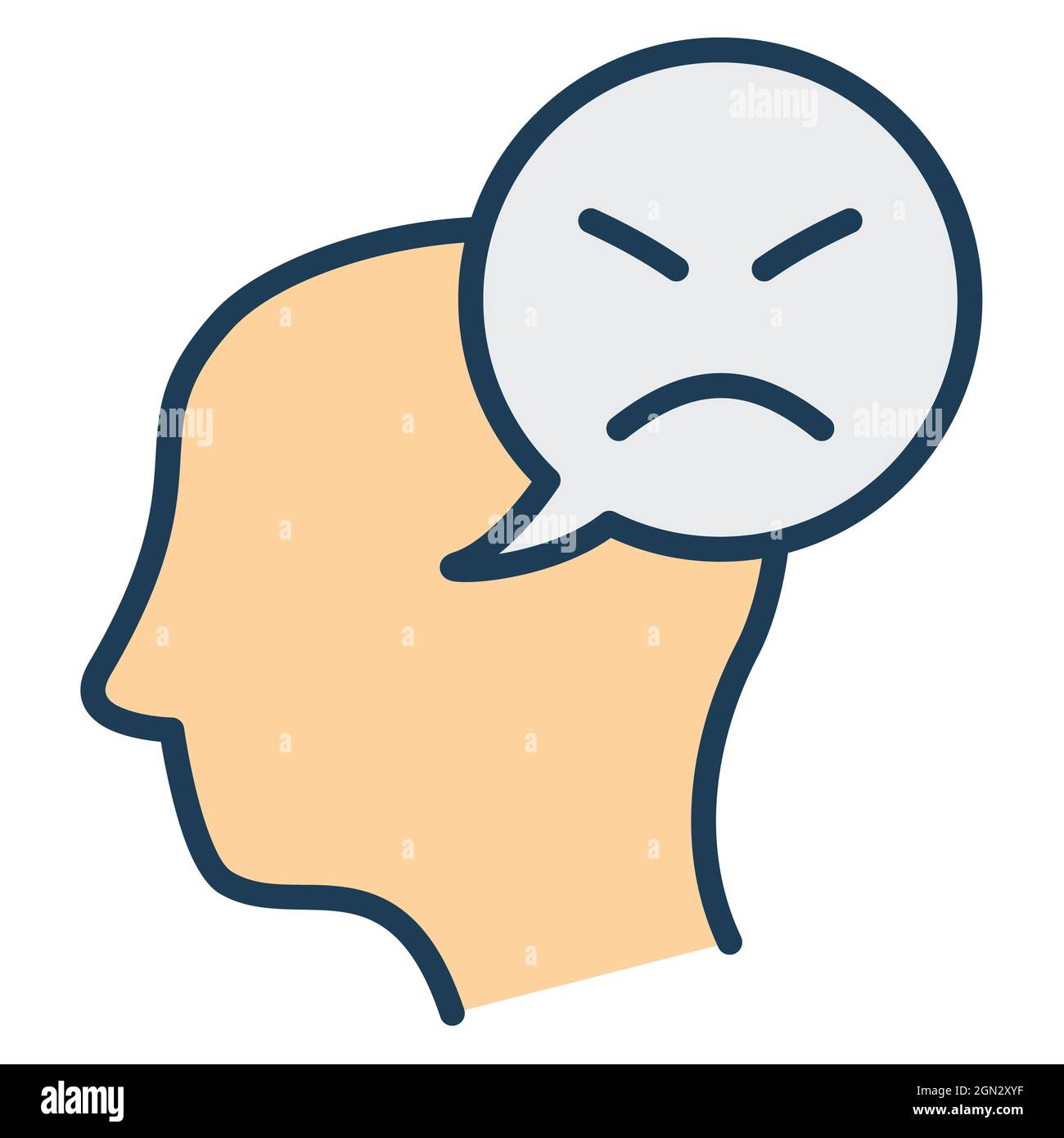 anger or angry mad emotion single isolated icon with filled line style ...