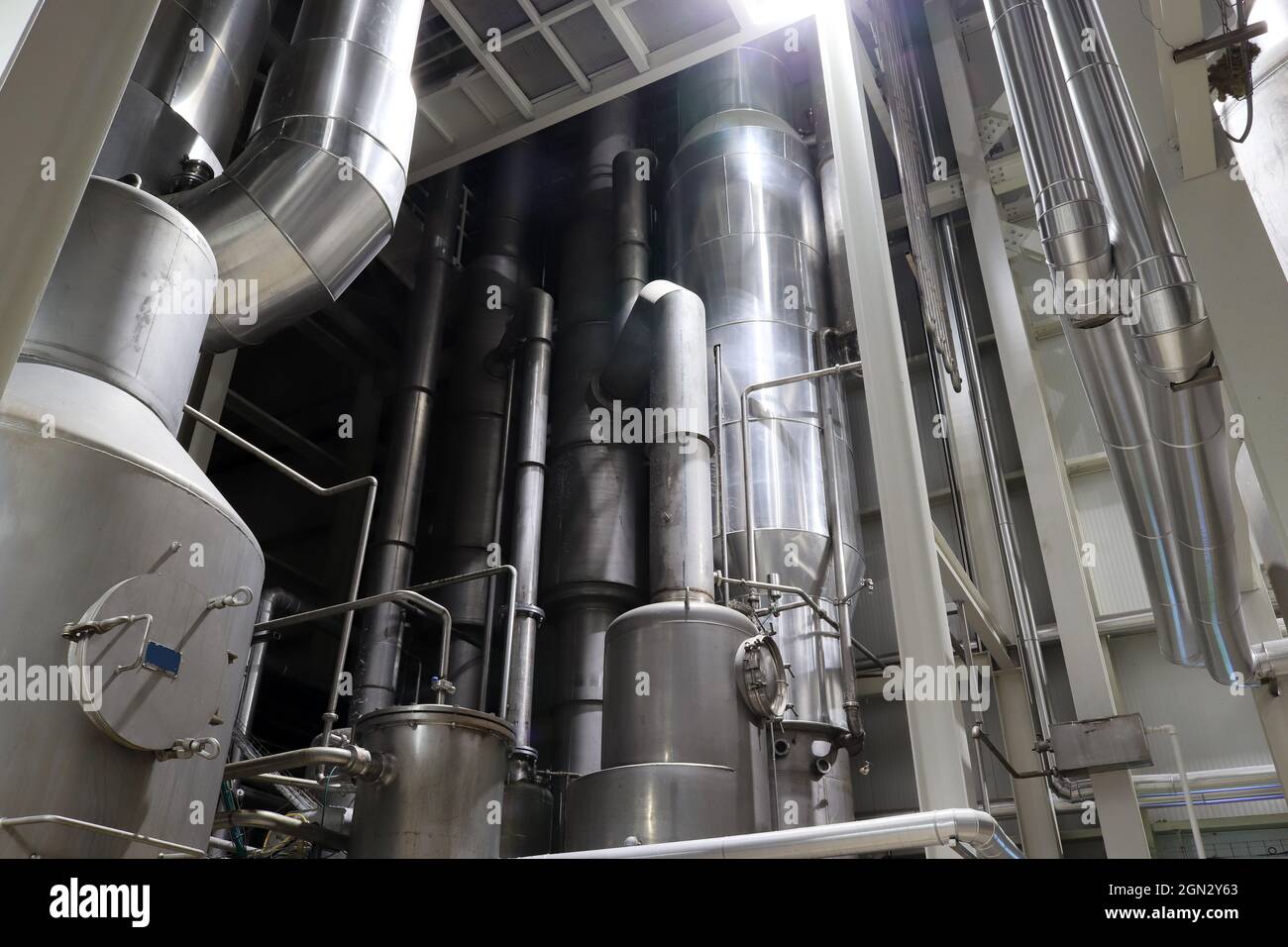 Inside the dairy factory. Food processing plant Stock Photo - Alamy