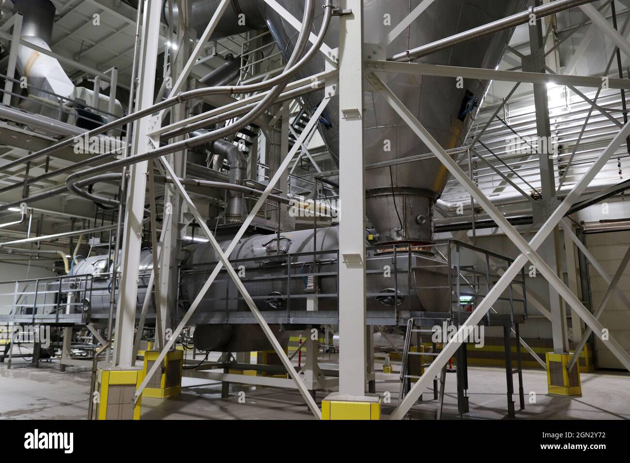 Inside the dairy factory. Food processing plant Stock Photo - Alamy
