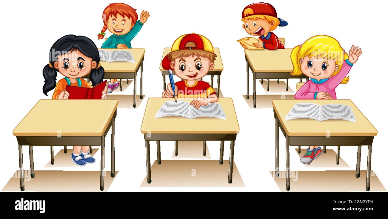 Children raising hands Stock Vector Images - Alamy