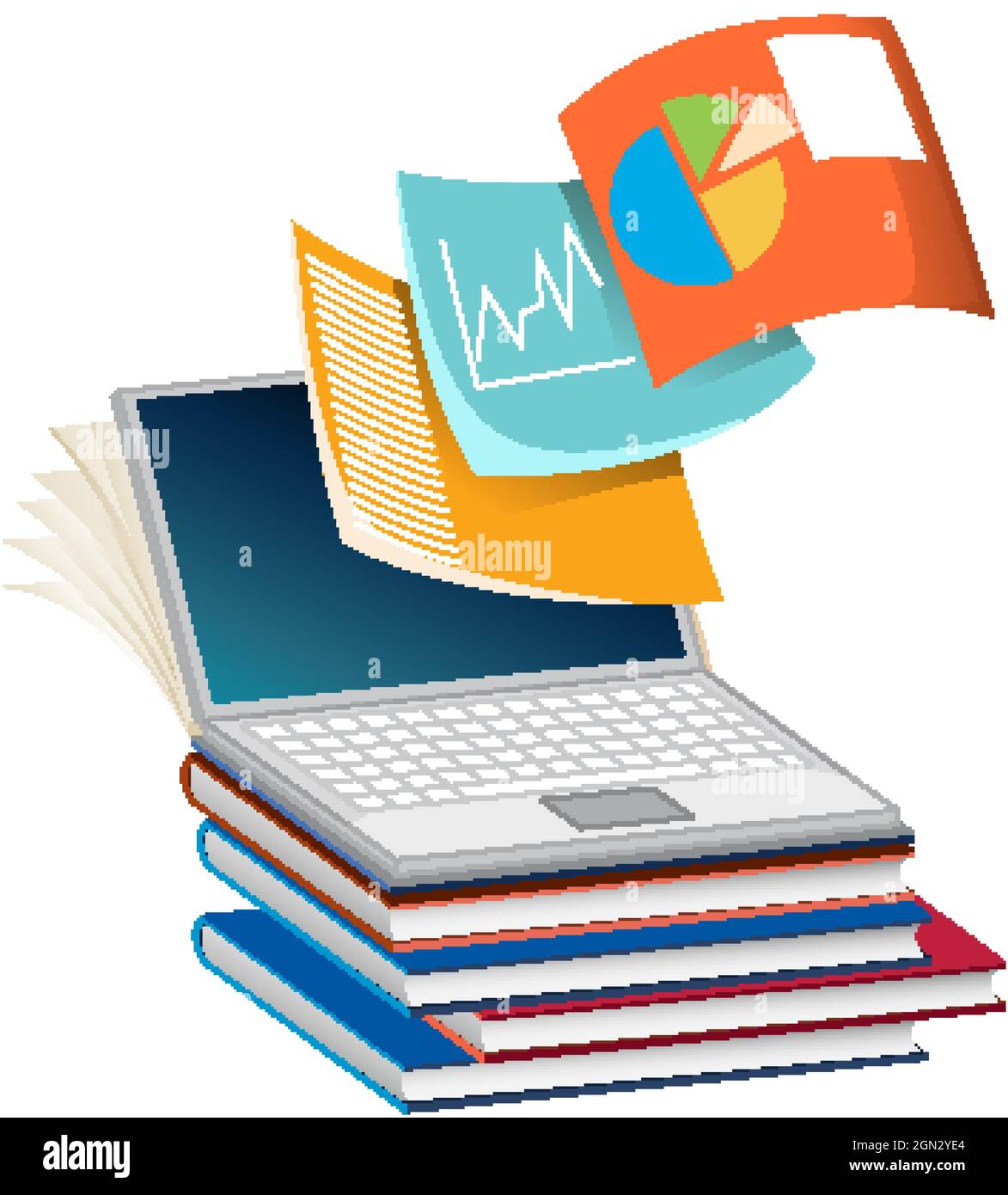 Laptop computer on books stack illustration Stock Vector Image & Art ...