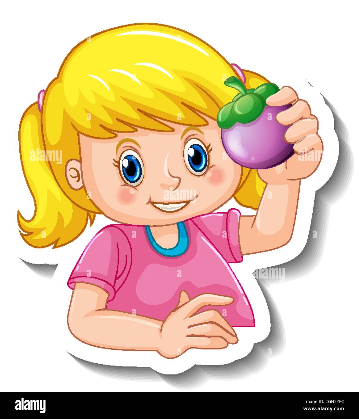 Sticker template with a girl cartoon character isolated illustration ...