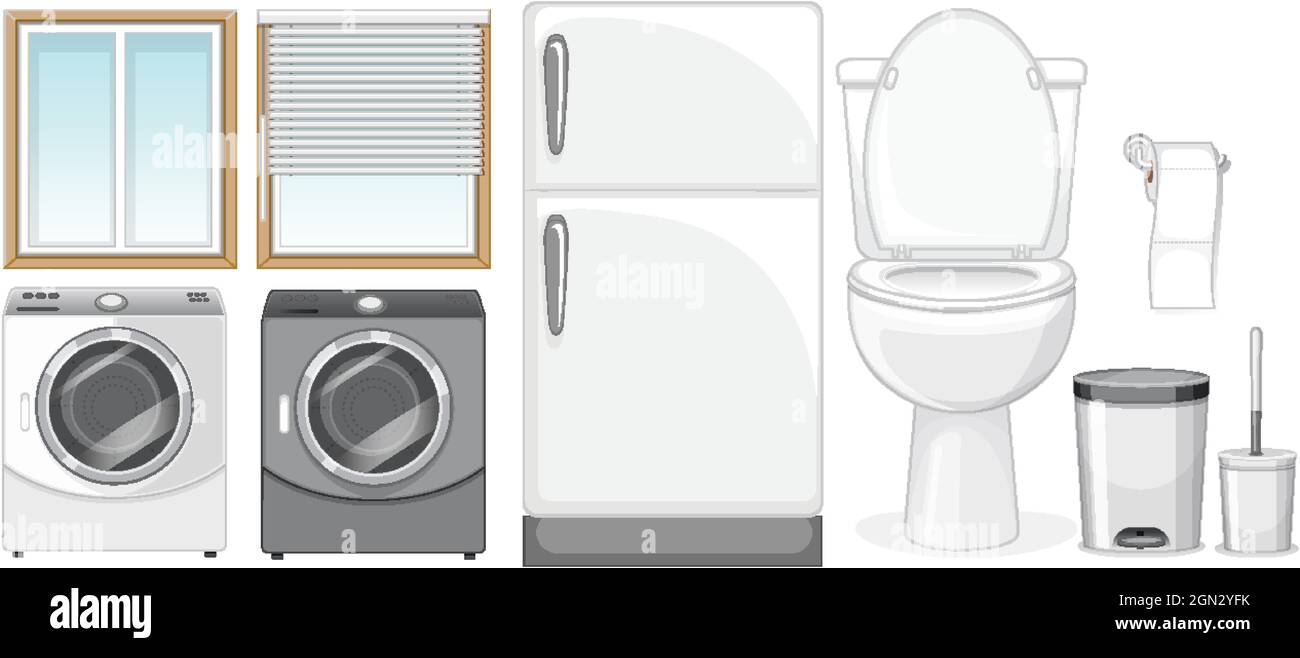 Furniture set for interior design on white background illustration ...