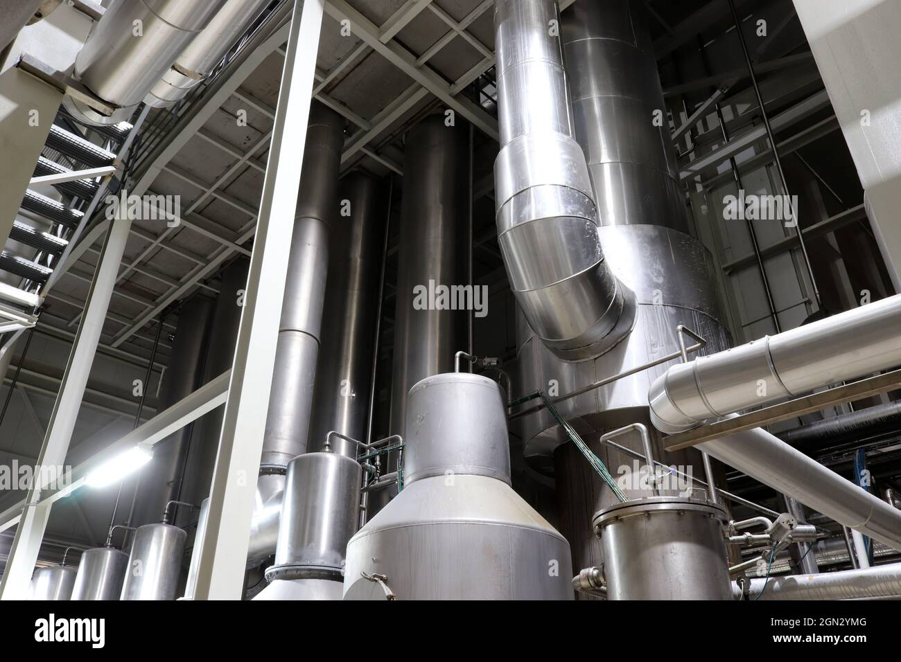 Inside the dairy factory. Food processing plant Stock Photo - Alamy