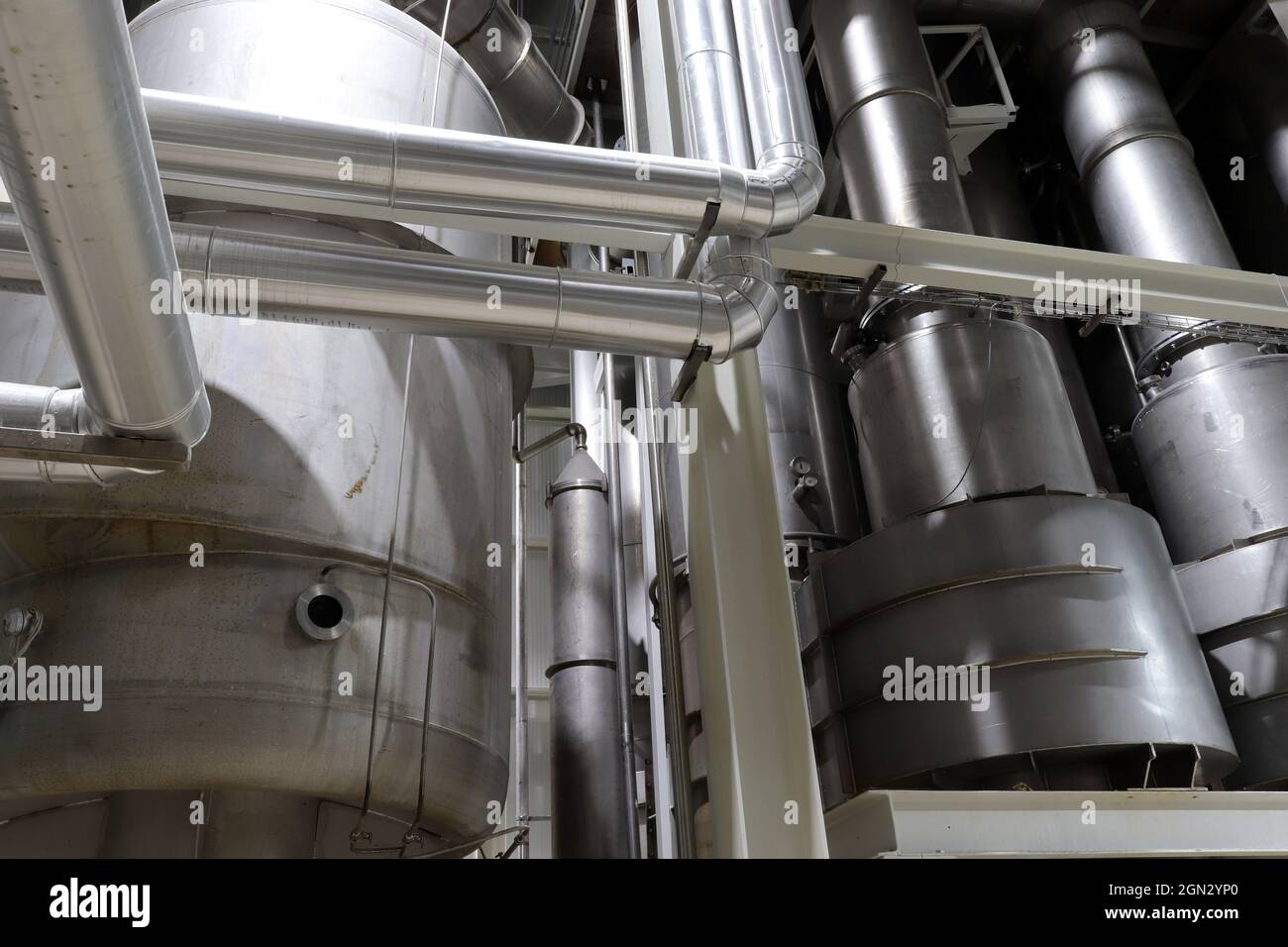 Inside the dairy factory. Food processing plant Stock Photo - Alamy