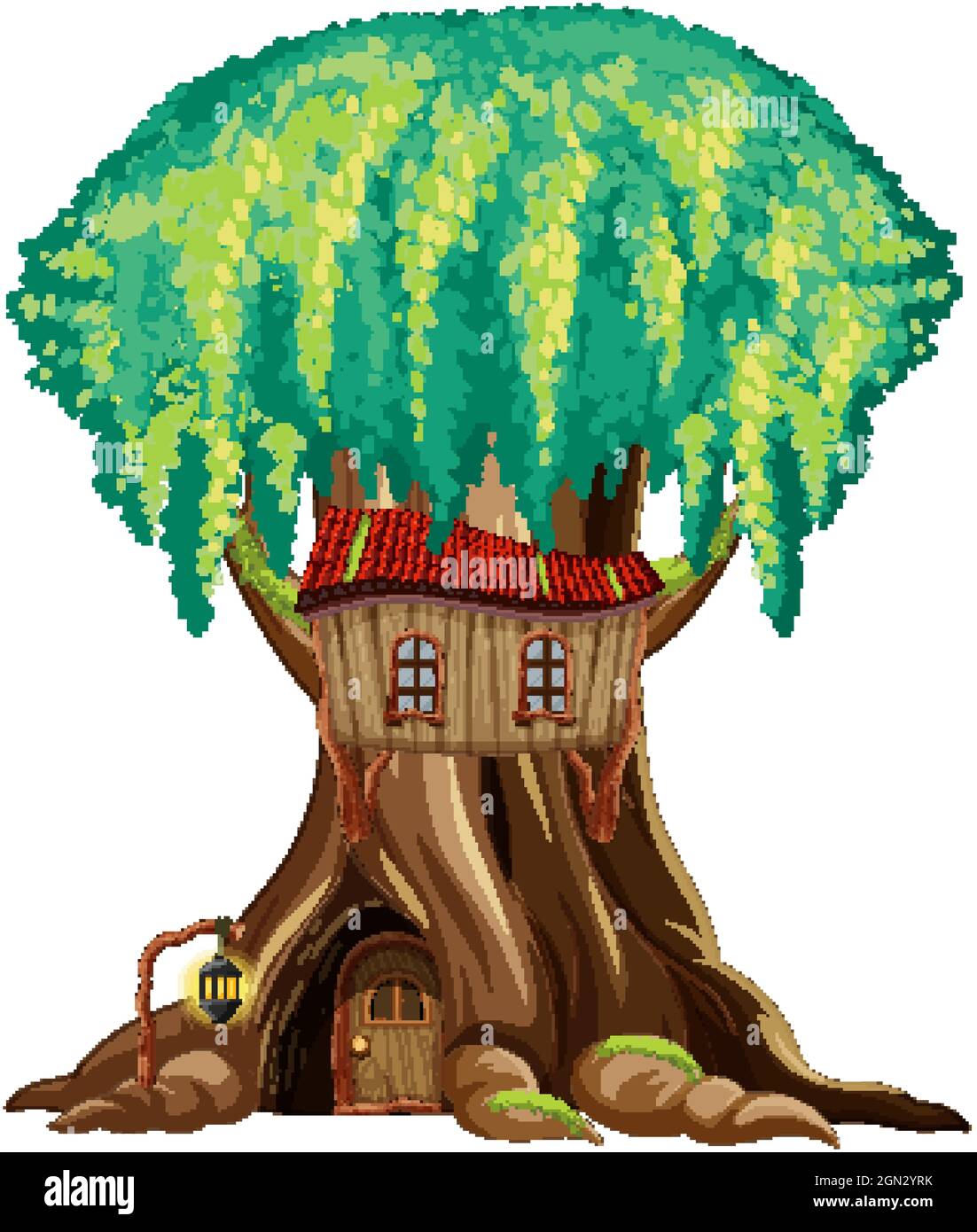 Fantasy huge tree on white background illustration Stock Vector Image ...