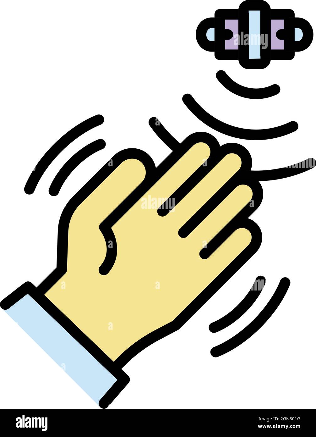 Hand motion sensor icon. Outline hand motion sensor vector icon color ...