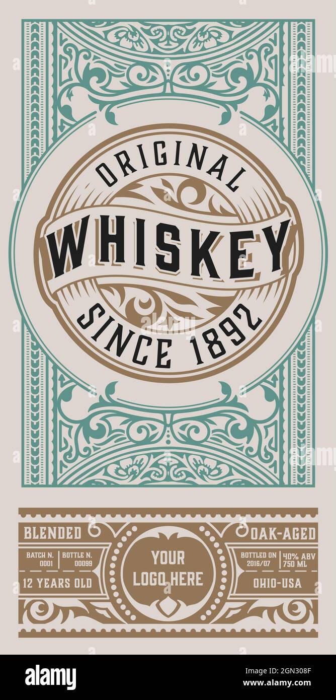 Whiskey label with old frames Stock Vector Image & Art - Alamy