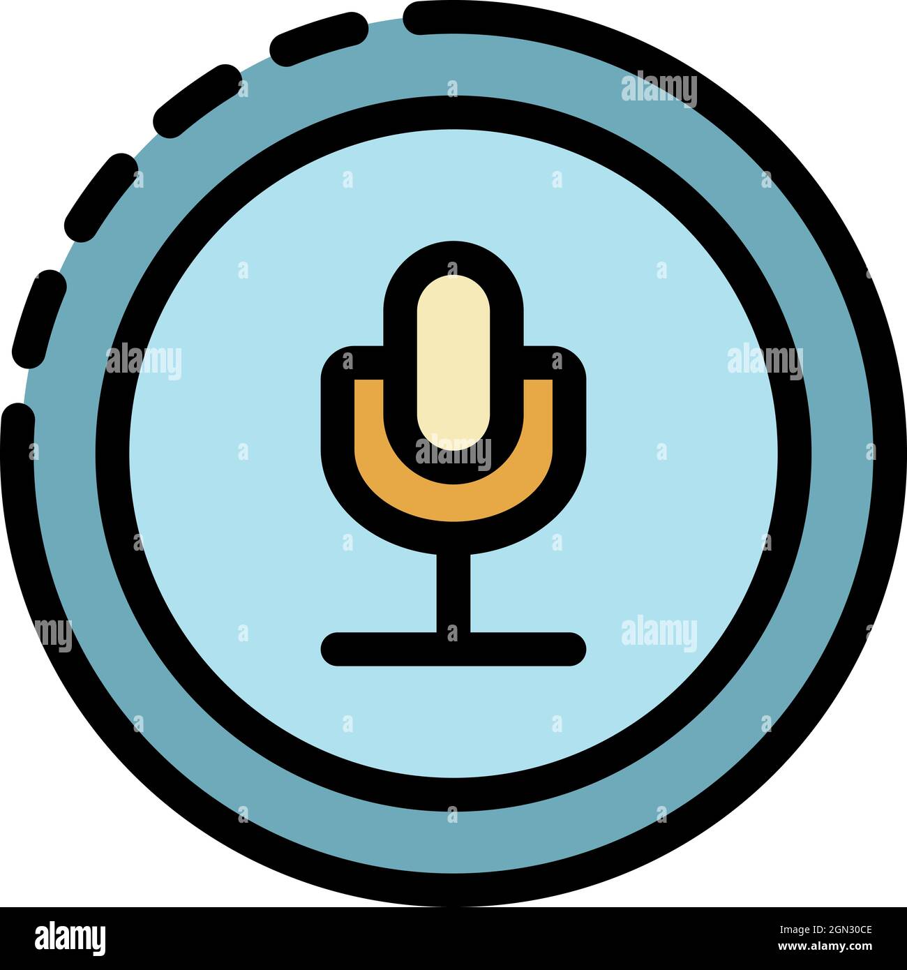 Microphone in the circle icon. Outline microphone in the circle vector ...