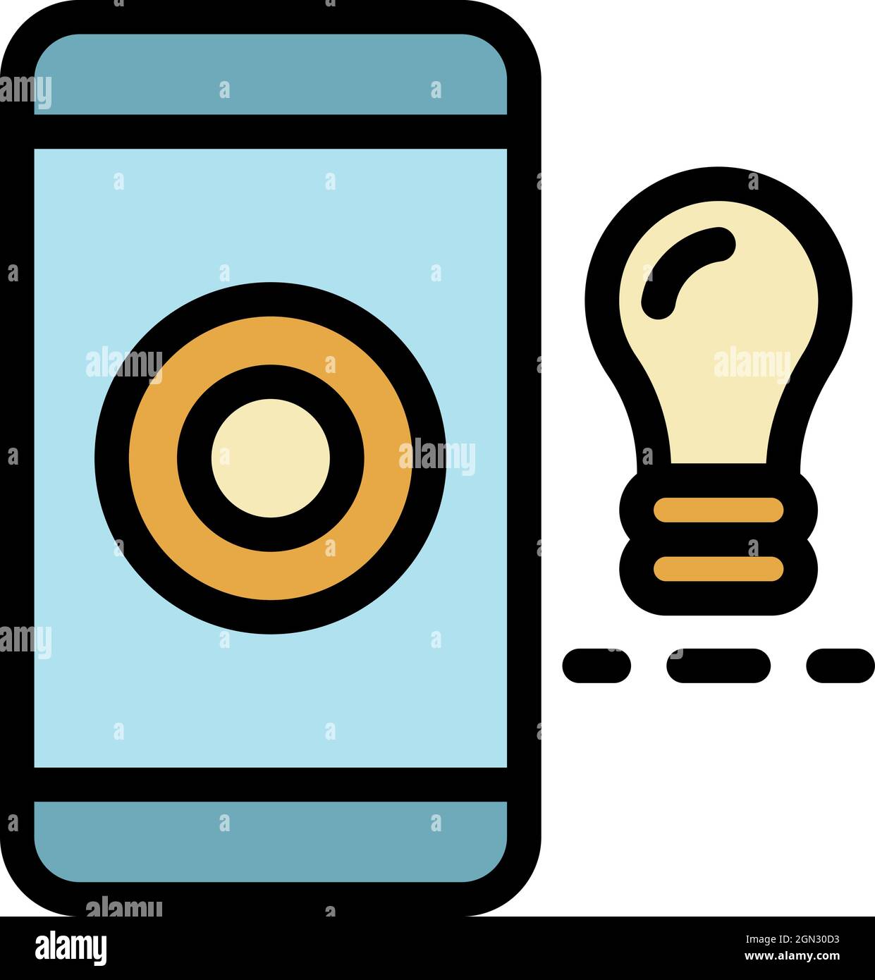 Smart light bulb icon. Outline smart light bulb vector icon color flat ...