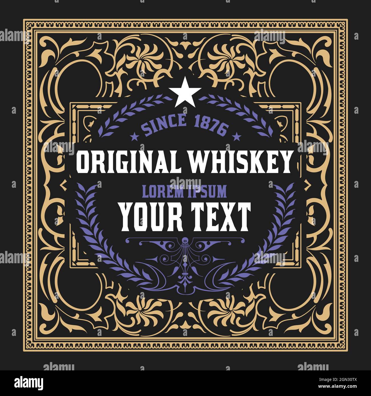 Whiskey label with old frames Stock Vector Image & Art - Alamy