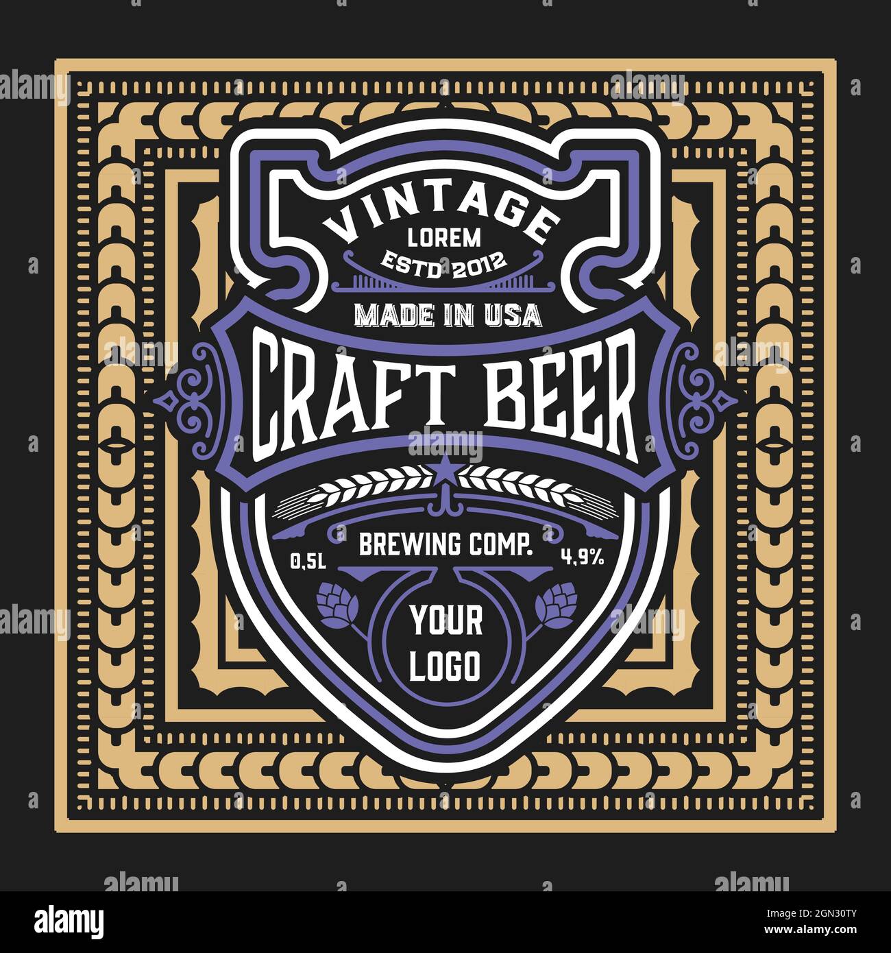 Beer label with old frames Stock Vector Image & Art - Alamy