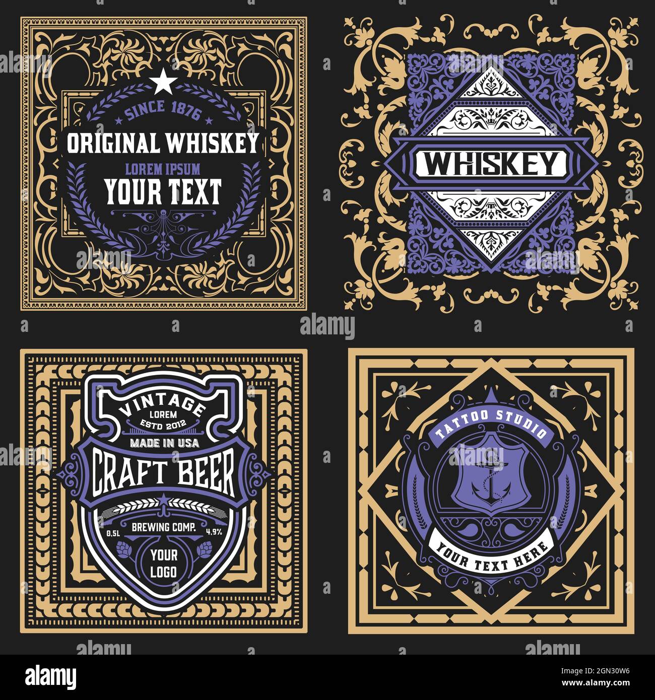 Set of 4 vintage labels for packing Stock Vector Image & Art - Alamy