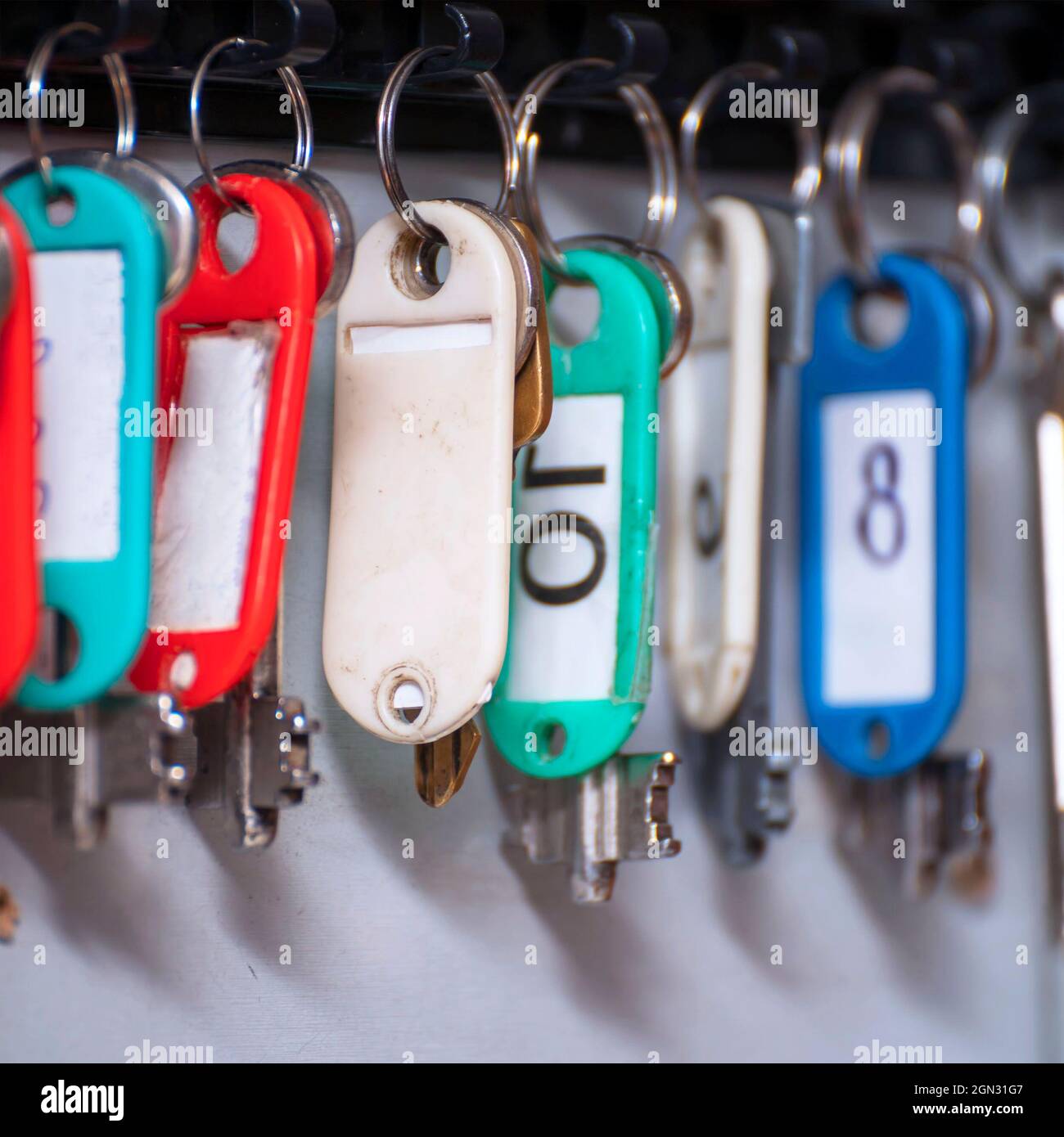The keys to the doors with tags hang on hooks in a special drawer ...