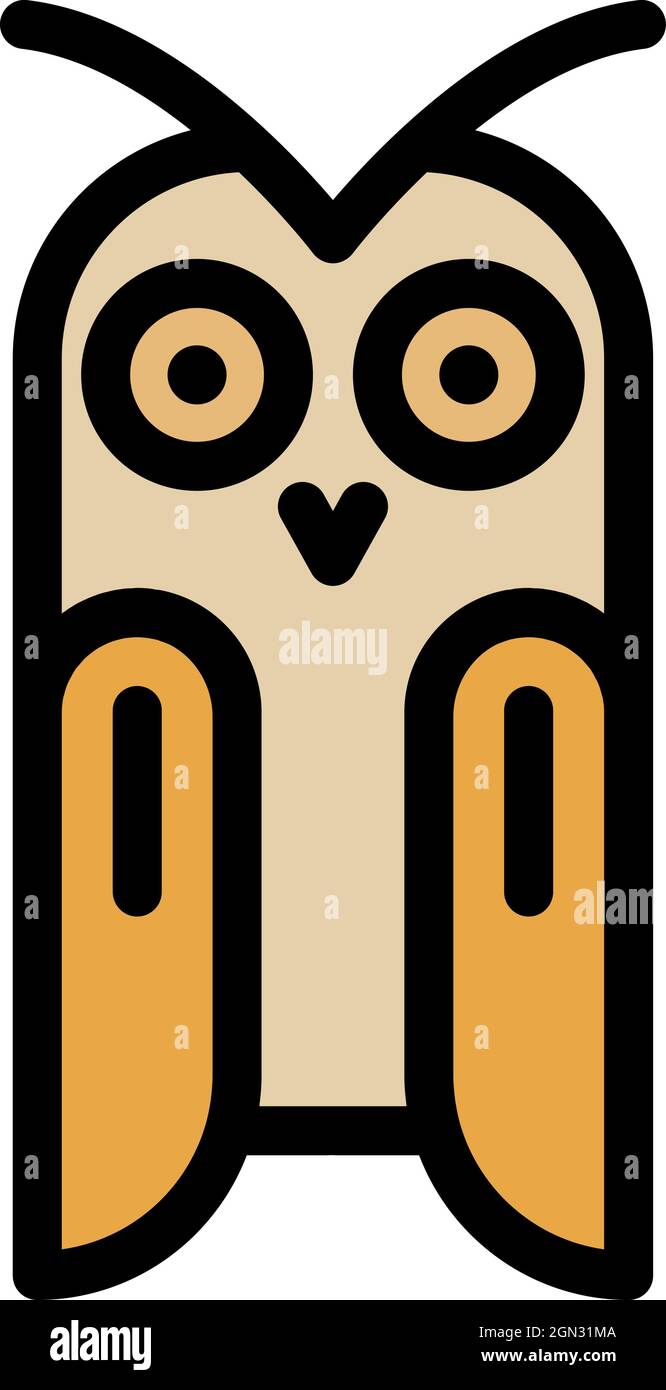Owl front view icon. Outline owl front view vector icon color flat ...