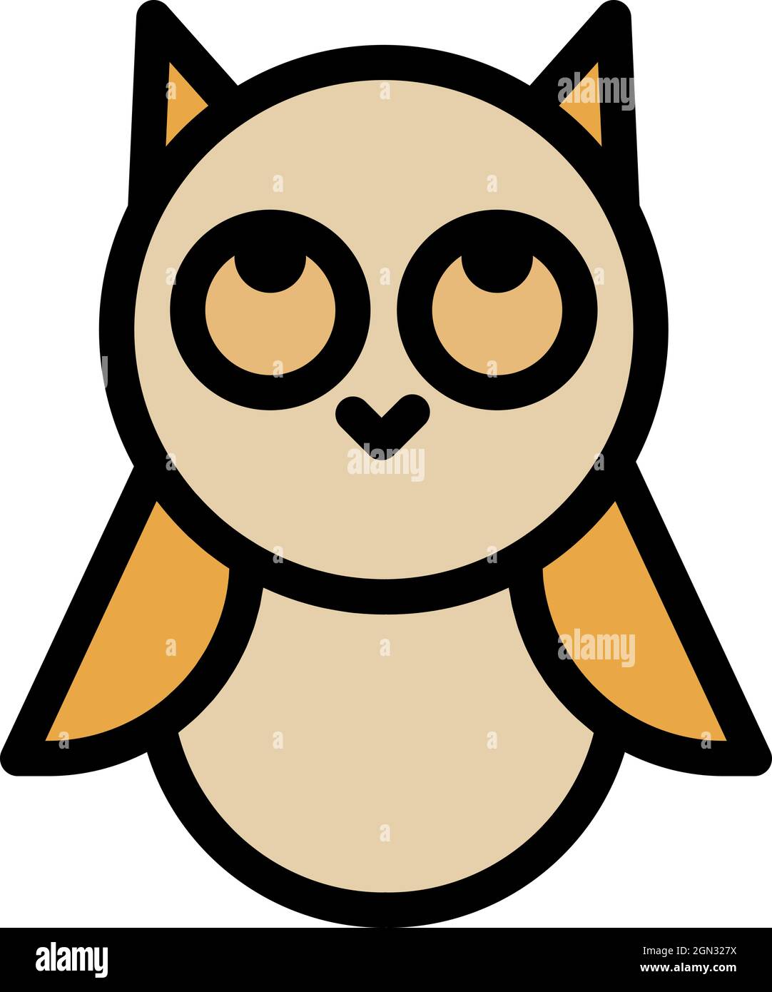 Baby owl looking up icon. Outline baby owl looking up vector icon color ...