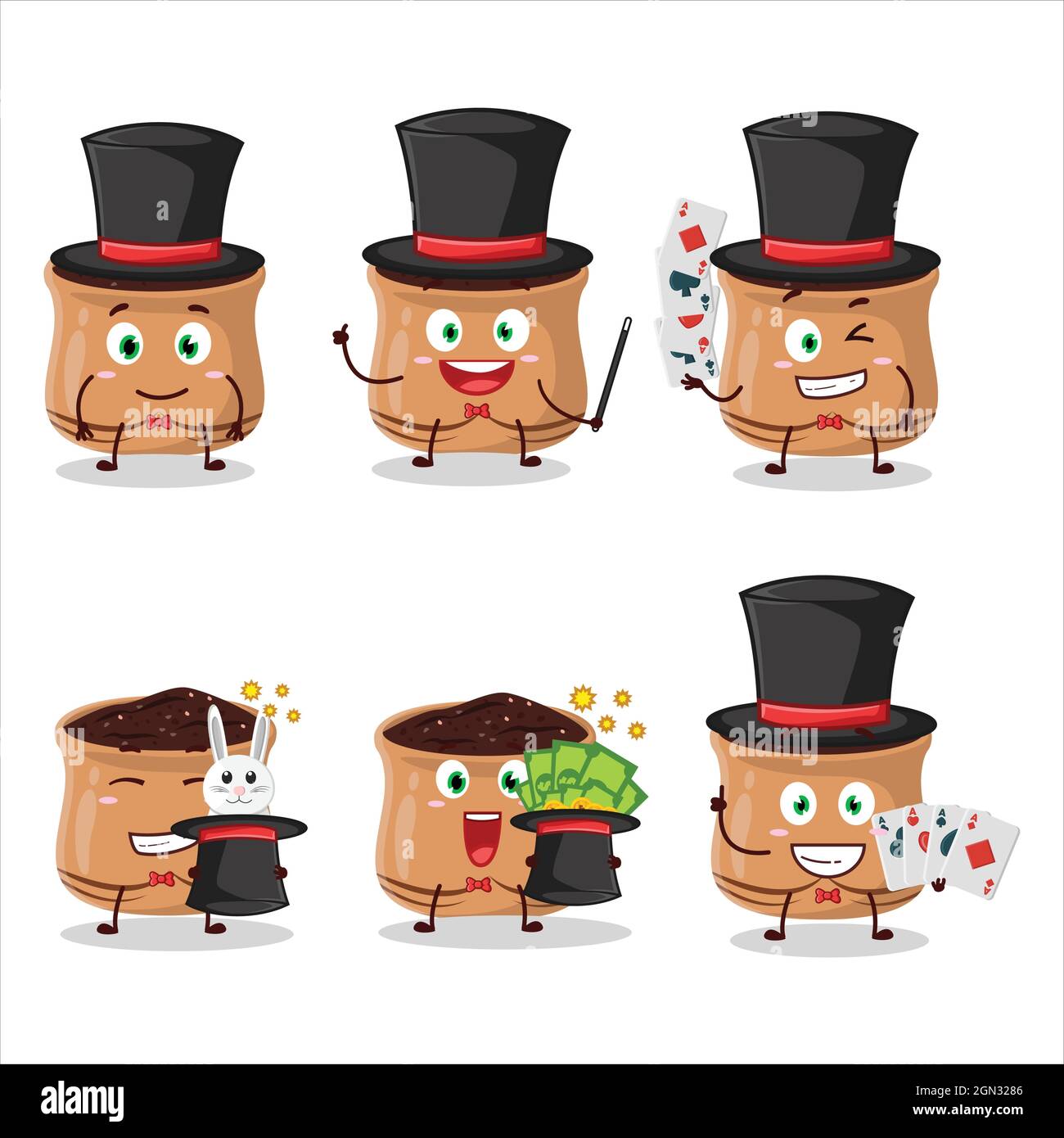 A sumach Magician cartoon character perform on a stage. Vector ...