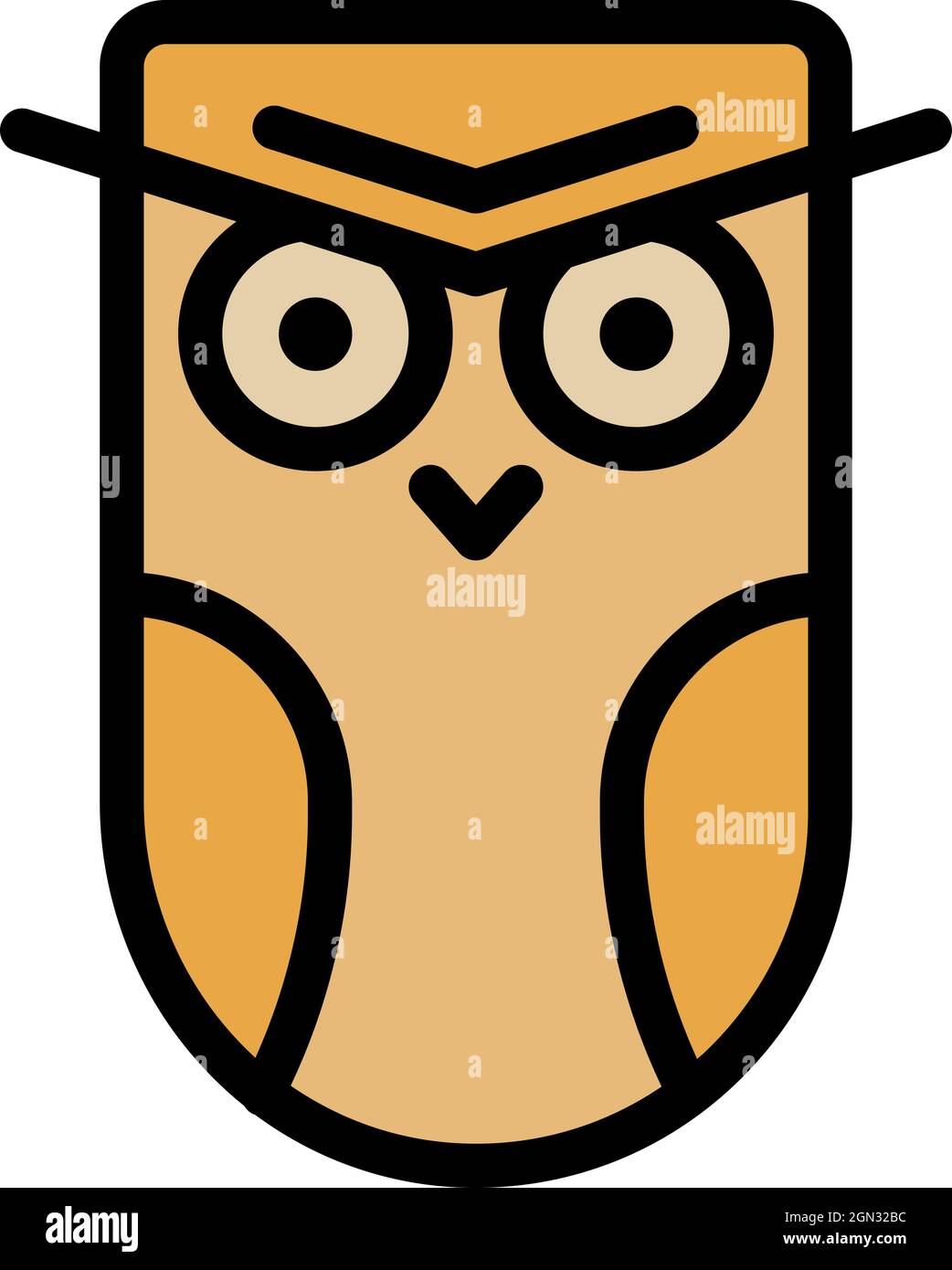 Angry owl icon. Outline angry owl vector icon color flat isolated Stock ...