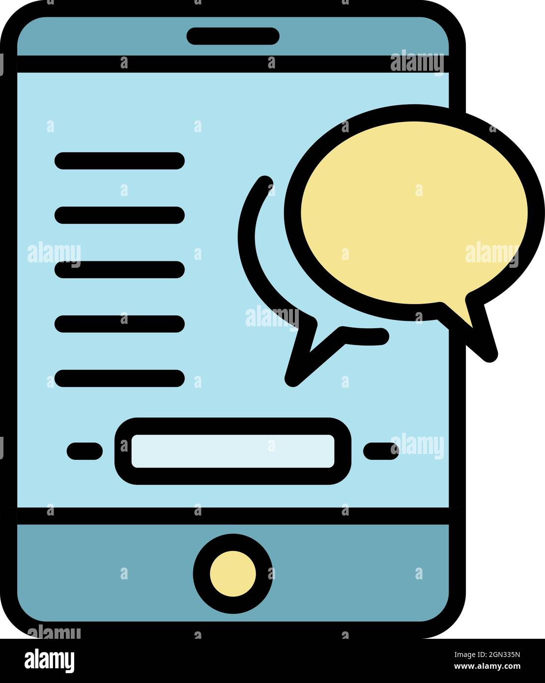 Smartphone chat icon. Outline smartphone chat vector icon color flat ...