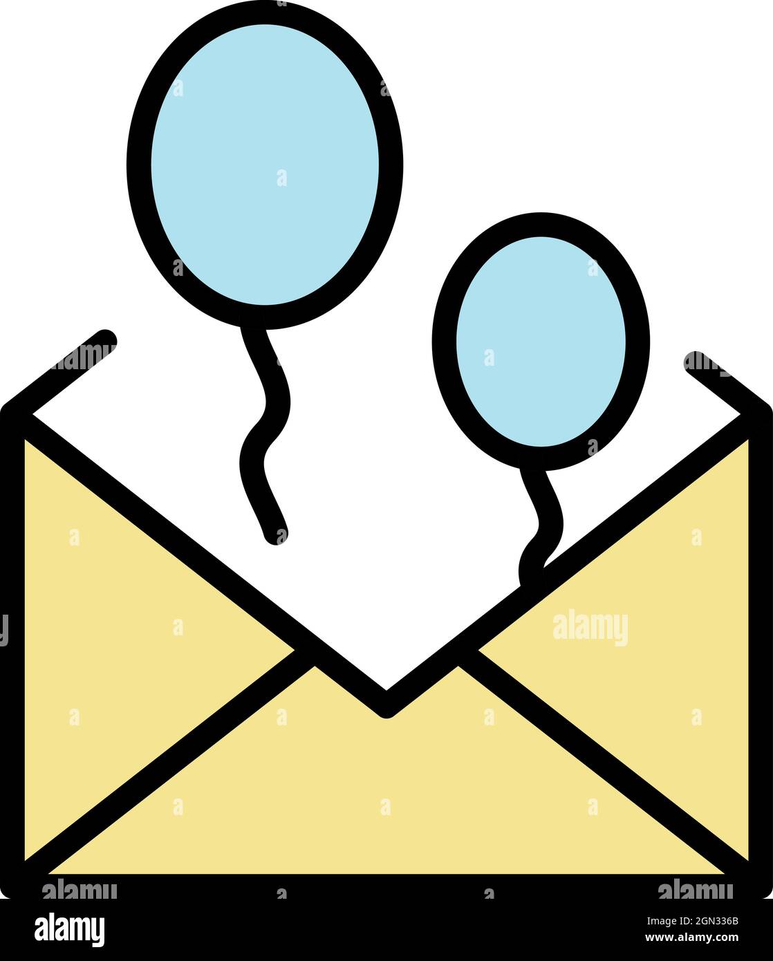 Envelope balloons icon. Outline envelope balloons vector icon color ...