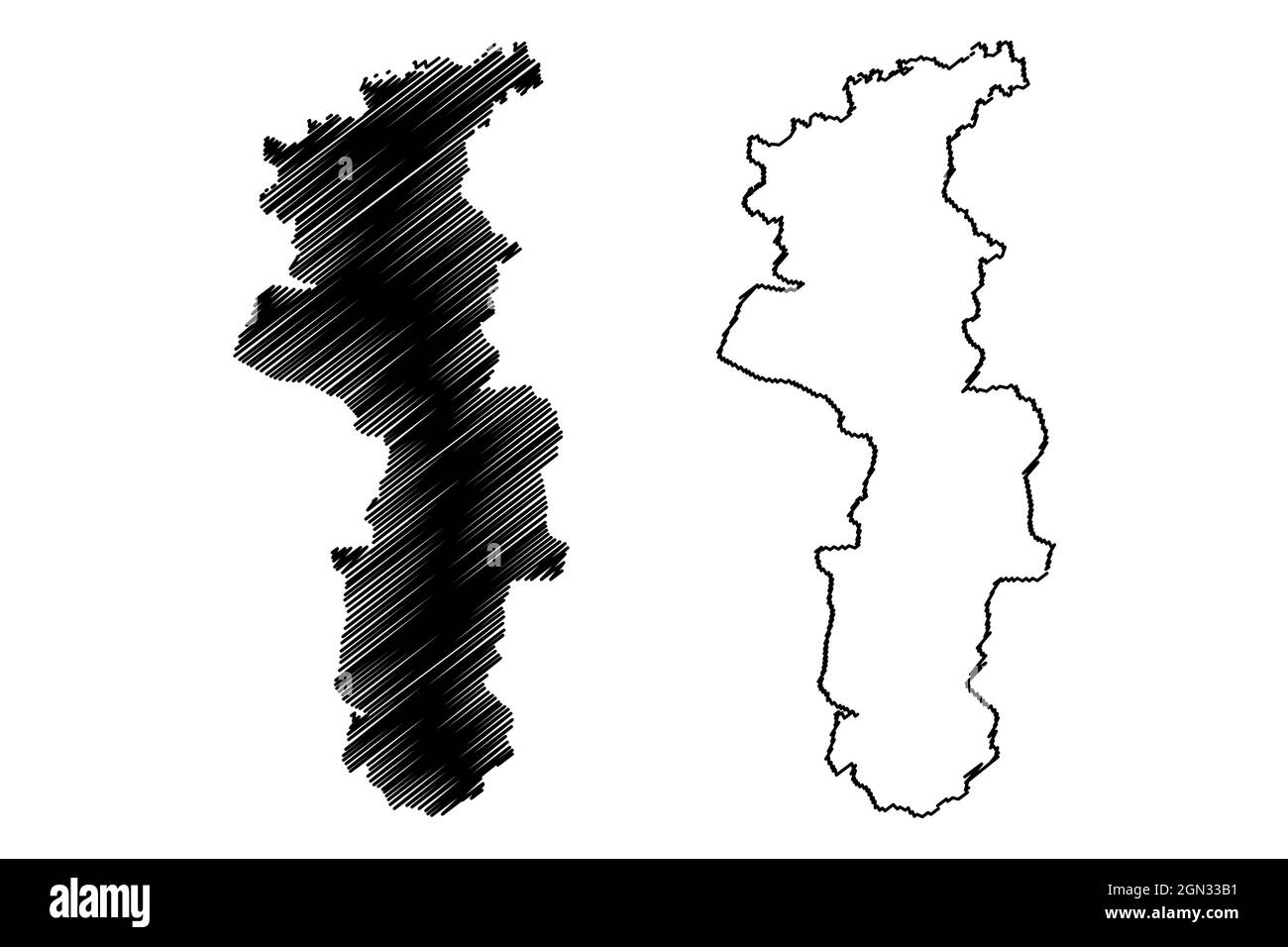 Coimbatore district (Tamil Nadu State, Republic of India) map vector ...