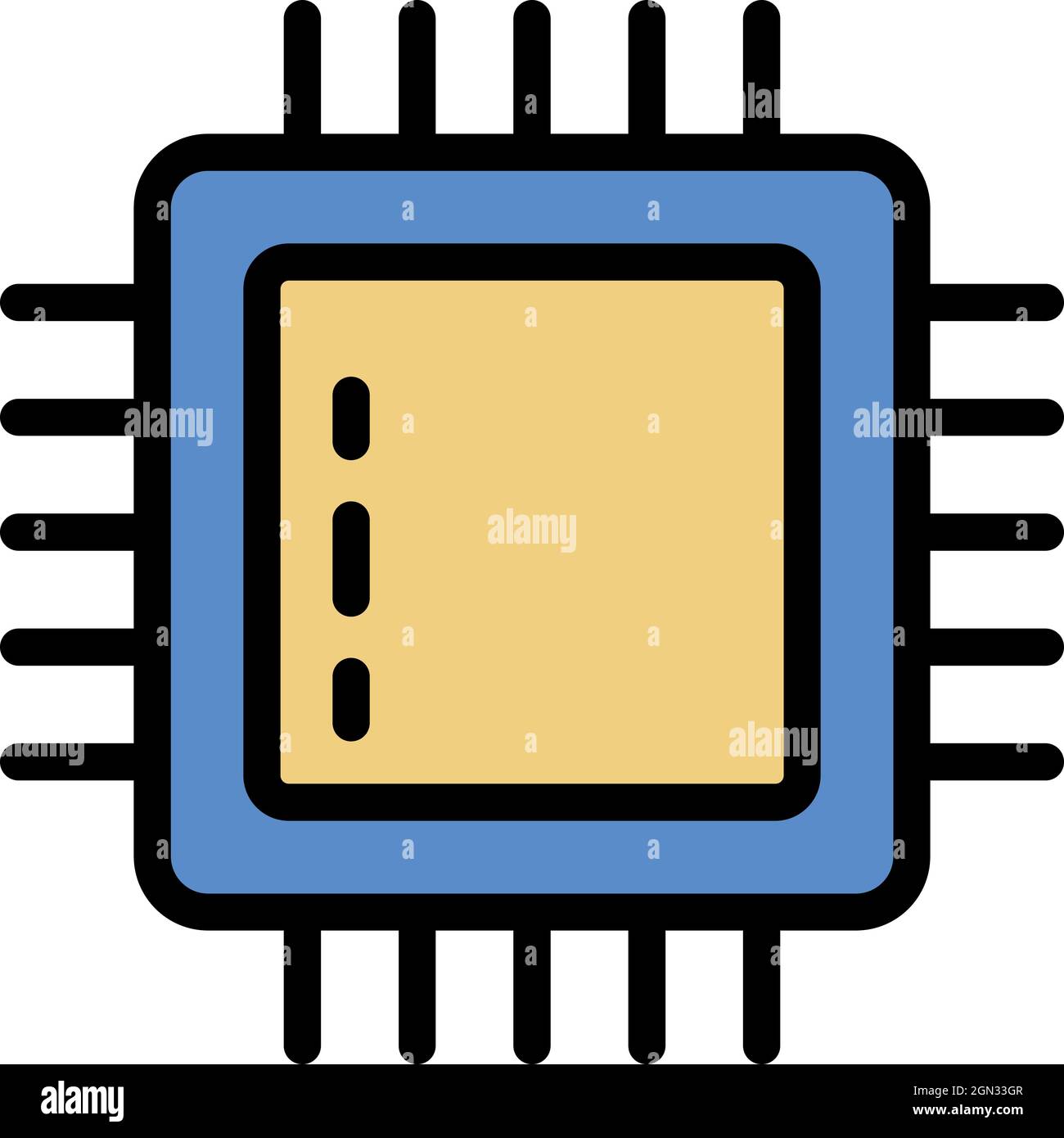 Computer processor icon. Outline computer processor vector icon color ...