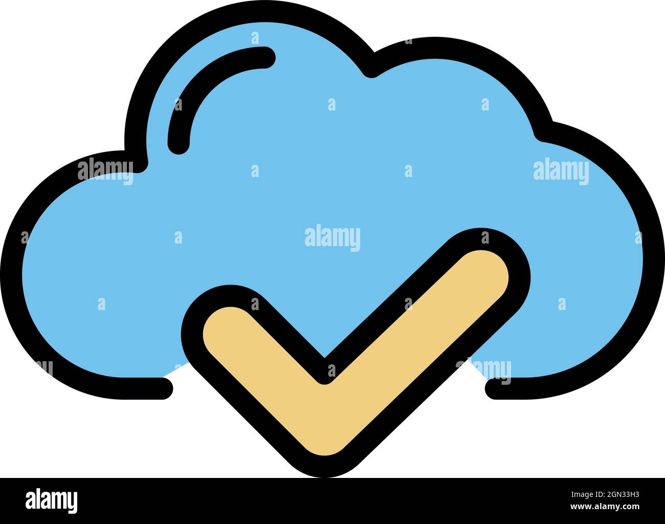 Cloud check icon. Outline cloud check vector icon color flat isolated ...