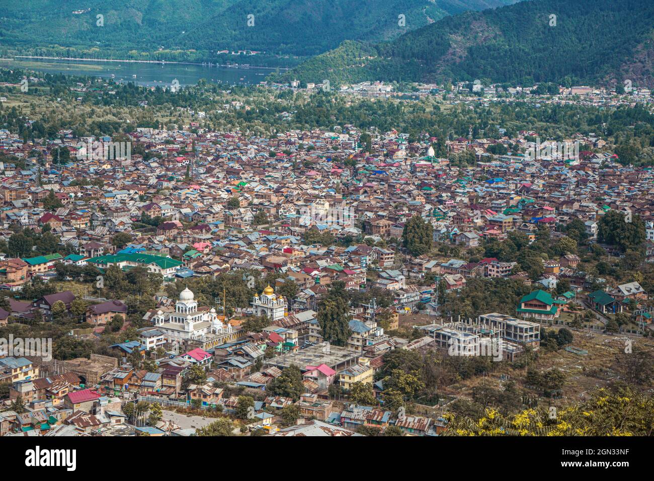 Beautiful aerial view of Srinagar from Hari Parbat in J&K, India Stock ...