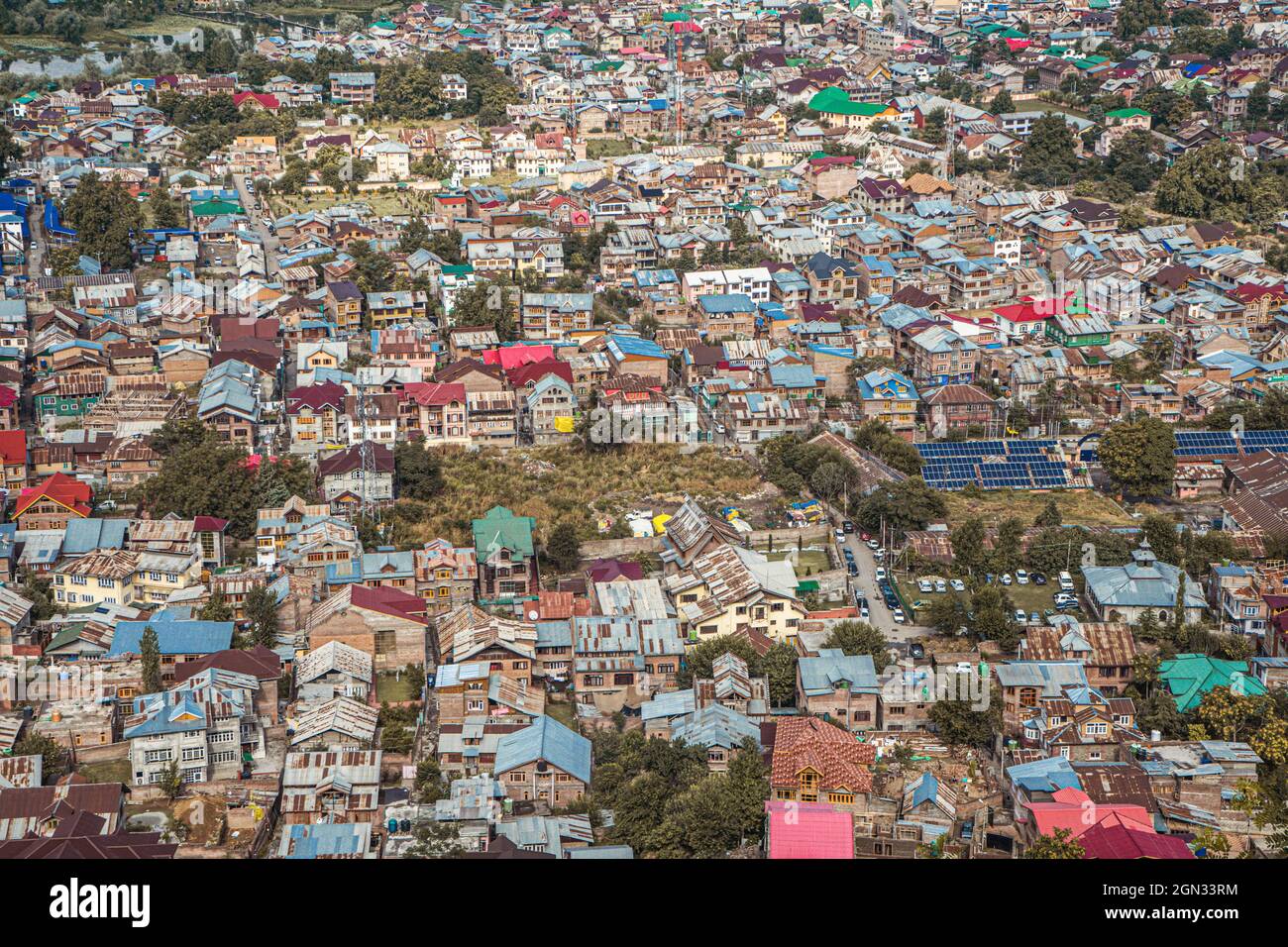 Beautiful aerial view of Srinagar from Hari Parbat in J&K, India Stock ...