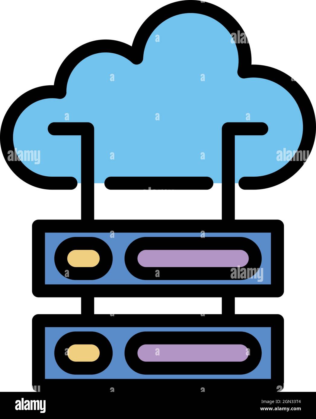 Cloud server icon. Outline cloud server vector icon color flat isolated ...